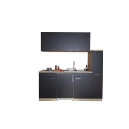respekta K&uuml;chenzeile 'Luis' mit E-Ger&auml;ten schwarz/eichefarben 180 cm