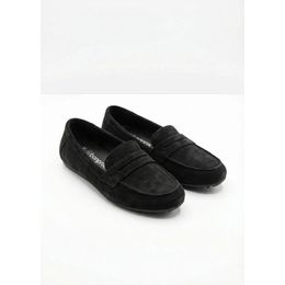 bonprix Loafer aus Veloursleder, schwarz, Gr.37, Zeitloser Loafer aus Leder, aus Veloursleder