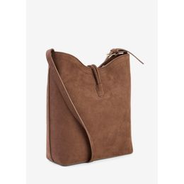 bonprix Beuteltasche mit Schnallendetail, braun, Gr.25,5x24,5 cm, Trendige Beuteltasche aus Lederimitat