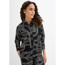 bonprix Bluse aus Viskose-Mix, wei&szlig;, Gr.38, Oversize-Bluse mit Knopfleiste aus flie&szlig;endem Viskose-Mix, aus Viskose