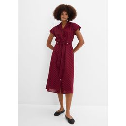 bonprix Hemdblusenkleid aus Lochspitze, rot, Gr.40, Schickes Hemdblusenkleid, 100% Baumwolle (organic)