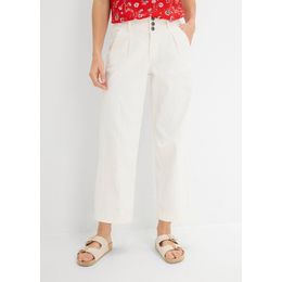 bonprix Cropped Wide-Leg-Jeans High Waist Bequembund, wei&szlig;, Gr.52, Kn&ouml;chelfreie High-Waist-Jeans bietet Bewegungsfreiheit f&uuml;r jede Silhouette, 82% Baumwolle
