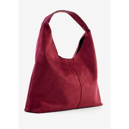 bonprix Shopper in Velourslederoptik, rot, Gr.31x45 cm, Modischer slouchy Shopper mit viel Stauraum, aus Vegan
