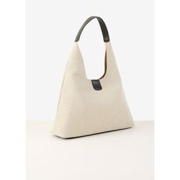 bonprix Beuteltasche mit Leinen, beige, Gr.26x40 cm, Premium Beuteltasche aus Leinenmix, f&uuml;r einen fr&uuml;hlingshaften Look., aus Leinen