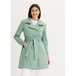 bonprix Trenchcoat aus Baumwolle, gr&uuml;n, Gr.36, Charmanter Trenchcoat mit doppelreihiger Knopfleiste und Bindeg&uuml;rtel., 97% Baumwolle
