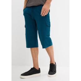 bonprix Long-Sweat-Cargobermuda aus reiner Baumwolle, petrol, Gr.60/62 (XXL), Angesagte Sweat-Bermuda mit vielen Taschen., aus 100% Baumwolle