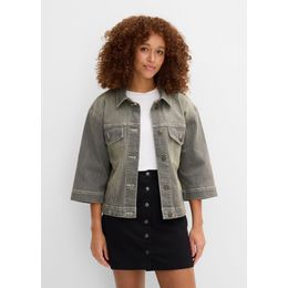bonprix Jeansjacke 3/4-Arm, grau, Gr.38, Jeansjacke, 3/4-Arm mit aufgesetzten Taschen, 82% Baumwolle