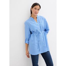 bonprix Umstandsbluse und Stillbluse aus Baumwolle, blau, Gr.42, l&auml;nger geschnittene Umstandsbluse mit Streifen, aus 100% Baumwolle