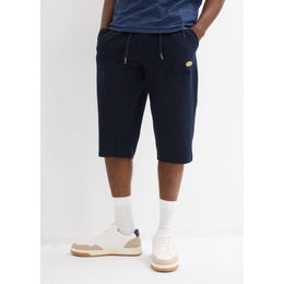 bonprix Sweat-Longbermuda in Denimoptik mit Dehnbund, blau, Gr.60/62 (XXL), L&auml;ssige Sweat-Longbermuda in Regular Fit mit sportlichen Kordelz&uuml;gen und coolem Badge, 70% Baumwolle