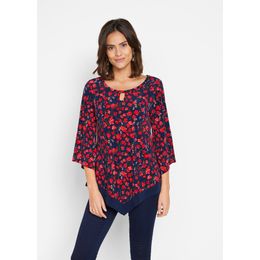 bonprix Shirt-Tunika, blau, Gr.44/46 (L), Shirt-Tunika mit leichtem Tropetenarm