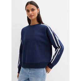 bonprix Oversize-Sweatshirt aus weichem Baumwoll-Mix, blau, Gr.48/50 (XL), Oversize-Sweatshirt aus weichem Baumwoll-Mix mit Spitzendetail am &Auml;rmel, 60% Baumwolle