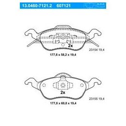 ATE Bremsbelagsatz, Scheibenbremse 13.0460-7121.2 vorne rechts links f&uuml;r FORD 1107697 1075558 1425406