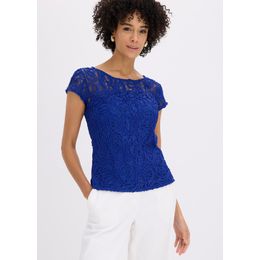 bonprix Spitzen-Blusenshirt, blau, Gr.50, Geschmackvolles Spitzenblusenshirt