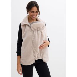 bonprix 3-in-1 weiche Umstands-und Trageweste aus Teddyfleece, grau, Gr.52/54 (XXL), Trageweste f&uuml;r die Schwangerschaft und danach