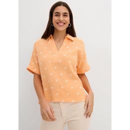 bonprix Weite Kurzarmbluse aus luftigem Musselin, orange, Gr.42, Stilvolle Kurzarmbluse mit schmeichelndem V-Ausschnitt und Fledermaus&auml;rmeln, aus 100% Baumwolle