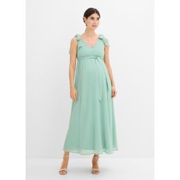 bonprix 2-in-1 Umstands- und Stillkleid mit verstellbaren Tr&auml;gern, gr&uuml;n, Gr.48, Festliches Chiffonkleid f&uuml;r die Schwangerschaft und danach