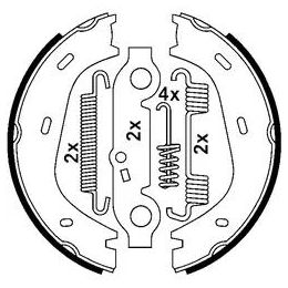 ATE Bremsbackensatz, Feststellbremse 03.0137-0171.2 hinten rechts links mit Zubeh&ouml;r f&uuml;r MERCEDES-BENZ A1264200120 1264200120 A1234200120