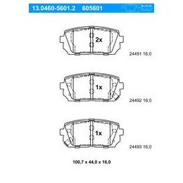 ATE Bremsbelagsatz, Scheibenbremse 13.0460-5601.2 hinten rechts links f&uuml;r KIA 58302-1DE00