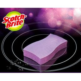 Scotch-Brite&trade; Glaskeramik-Reinigungsschwamm - chemikalienfrei - kratz- und sp&uuml;lmaschinenfest - L 80 x B 80 mm - Schaumstoff - lila - 3 St&uuml;ck