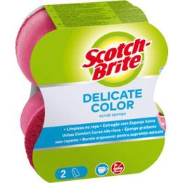 Scotch-Brite&trade; Reinigungsschwamm Delicate Color Comfort, nicht kratzend, f&uuml;r T&ouml;pfe/Pfannen/Geschirr, L 117 x B 55 mm, Schaumstoff, pink-rot, 2 St&uuml;ck
