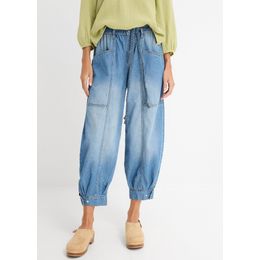 bonprix Barrel-Jeans Mid Waist Bequembund, blau, Gr.48, Barrel-Jeans Mid Waist mit Bequembund, 100% Baumwolle (organic)