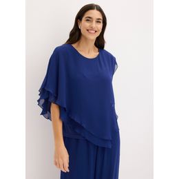 bonprix Bluse aus feinem Chiffon, blau, Gr.42, Bluse aus feinem Chiffon mit asymmetrischem Saum im mehrlagigem Look.