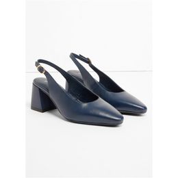 bonprix Slingpumps aus Leder, blau, Gr.42, Eleganter Sling Pumps aus Leder, aus Nappaleder