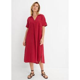bonprix Kaftan-Kleid aus weichem Musselin, rot, Gr.44, Kaftan-Kleid in Oversize-Passform mit Kimono&auml;rmeln und Seitenschlitzen am Saum., aus 100% Baumwolle,Musselin