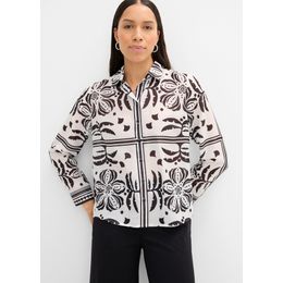 bonprix Bluse, wei&szlig;, Gr.52, modisch bedruckte Bluse aus leichter Webware mit Knopfleiste vorne