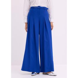 bonprix Bundfaltenhose mit G&uuml;rtel (2-tlg.Set), blau, Gr.50, elegante Bundfaltenhose mit G&uuml;rtel (2tlg-Set)