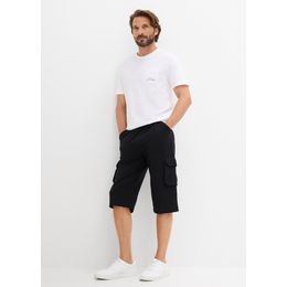 bonprix T-Shirt und Cargo-Longbermuda aus reiner Bio-Baumwolle (2-tlg.Set), schwarz, Gr.60/62 (XXL), L&auml;ssiges T-Shirt im Regular Fit mit Brusttasche & bequemen Joggpants mit elastischem Bund und coolen Cargo-Taschen, Hose: 100% Baumwolle (organic)