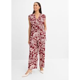 bonprix Jumpsuit, rot, Gr.54, modisch bedruckter Jumpsuit mit &uuml;berlappendem V-Ausschnitt vorne und weit geschnittenem Bein