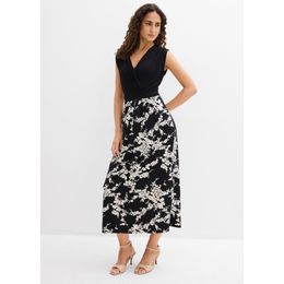 bonprix Jerseykleid aus Viskose-Mix, schwarz, Gr.44/46 (L), Modernes Kleid mit sch&ouml;nem Print