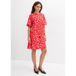 bonprix Kleid mit Ballon&auml;rmeln, rot, Gr.44, modisches Kleid mit Ballon&auml;rmeln und floralem Print