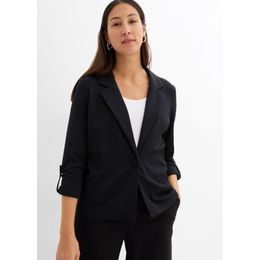 bonprix Sweatblazer aus Viskose-Mix, schwarz, Gr.36/38 (S), Bequemer Sweatblazer mit verfizierter Viskose, aus Viskose