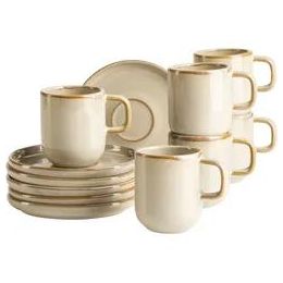 M&auml;ser Espressotasse M&Auml;SER "Cordelia, Espressotassen Set, aus Steinzeug", beige, B:8cm H:6,5cm &Oslash;:5,5cm, Steinzeug, Trinkgef&auml;&szlig;e, Espressotasse, 12er Set, bestehend aus 6 Tassen und 6 Untertassen