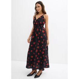 bonprix Maxikleid aus flie&szlig;ender Viskose, schwarz, Gr.36, Mit verstellbaren Tr&auml;gern, aus Viskose