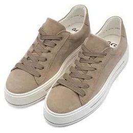 Plateausneaker Ara "CANBERRA", Damen, Gr. 7 (41), sand, Veloursleder, unifarben, Schuhe Plateausneaker, Freizeitschuh, Halbschuh, Schn&uuml;rschuh in Bequemweite G (=weit)