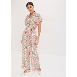 bonprix Jumpsuit aus flie&szlig;endem Viskose-Mix, rosa, Gr.48, Jumpsuit mit &uuml;berschnittenen &Auml;rmeln mit Umschlag und Knopfleiste