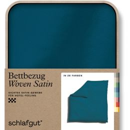 Bettbezug Schlafgut "Woven Satin", blau (petrol deep), B:200cm L:200cm, Mako-Satin, Obermaterial: 100% Baumwolle, Bettbez&uuml;ge, besonders dicht gewebt, Mix & Match: passender Kissenbezug erh&auml;ltlich