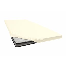 Spannbettlaken Janine "TOPPER 5001", beige (natur), 1 Stk., Jersey-Elasthan, 140x200 140x210 140x220 150x200 150x210 150x220 160x200 160x210 160x220 10cm, Jersey-Elasthan, Obermaterial: 95% Baumwolle, 5% Elasthan, Bettlaken, Spannbettlaken, mit Rundumgummizug