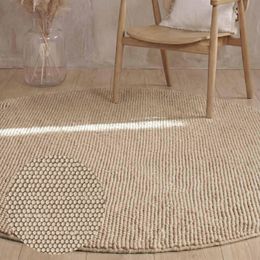 Wollteppich Ted Baker "Diana", hellbeige, H:16mm &Oslash;:200cm, Oberfl&auml;che: 100% Wolle. R&uuml;ckseite: 100% Wolle, Teppiche, Wolle, Natur, Handgemacht, Wohnzimmer, Esszimmer, Schlafzimmer, Skandi