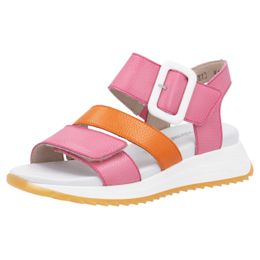 Riemchensandale RIEKER SPORT, Damen, Gr. 41, pink (pink, orange), Leder, Schuhe Riemchensandale, Sommerschuh, Klettschuh, Outdoorsandale mit weichem Fu&szlig;bett