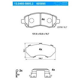 ATE Bremsbelagsatz, Scheibenbremse 13.0460-5895.2 vorne rechts links mit Zubeh&ouml;r f&uuml;r SUBARU 26296AC010 26296AC021 26296AC011