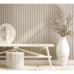 Vliestapete marburg "Timber Wandpaneele Optik", beige, B:0,53m L:10,05m, Vlies, Tapeten, 3D moderne Tapete f&uuml;r Wohnzimmer Schlafzimmer K&uuml;che