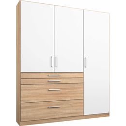 Kleiderschrank Rauch "Harburg Dreht&uuml;renschrank Schlafzimmerschrank mit viel Stauraum", wei&szlig; (struktureichefarben hell, wei&szlig;), B:136cm H:197cm T:54cm, Holzwerkstoff, Schr&auml;nke, Kleiderschrank, oberste Schublade mit praktischer Facheinteilung MADE IN GERMANY