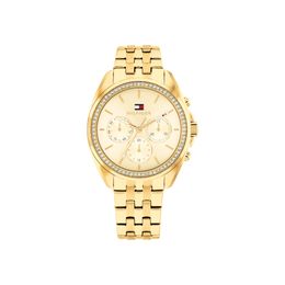 Multifunktionsuhr Tommy Hilfiger "MELLIE", goldfarben, Armbanduhren, Damen, Quarzuhr, Armbanduhr, Damenuhr, Edelstahlarmband, analog