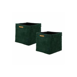 Aufbewahrungsbox LYCCE "Aufbewahrungskorb Faltbare Aufbewahrungsbox Cord 2P 2er Pack", gr&uuml;n, B:33cm H:31cm T:33cm, Obermaterial: 90% Polyester PES. 10% Nylon NY., Aufbewahrungsboxen, Aufbewahrungsbox