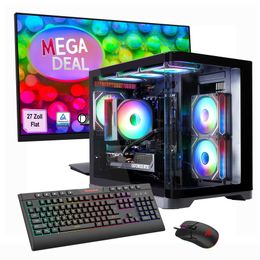 GAMEMAX Gaming-PC-Komplettsystem "MegaDeal HYPE-M BK 2762 AMD Ryzen 7 5700X 16GB 480GB SSD RTX 5060", Energieeffizienz: E (A-G), schwarz, Microsoft Windows 11 Home (64 Bit), 16 GB RAM 480 GB SSD, Computer_Komplettsysteme, Windows 11 + MSI PRO MP273A LED-Monitor, 69cm (27")