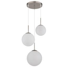 NOWA Pendelleuchte "KOP", silber (silberfarben), 3, &Oslash; 50cm H: 120cm, 1 Stk., Leuchten, H&auml;ngeleuchte, H&auml;ngeleuchte, Glaskugeln opal, alabaster Optik, Pendelleuchte